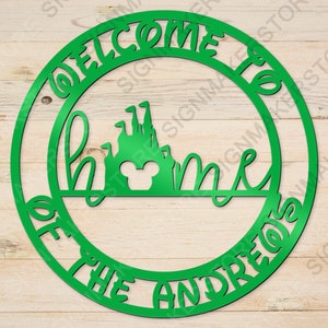 Personalized Disney Home Metal Sign, Family Welcome Sign, Disney Castle ...