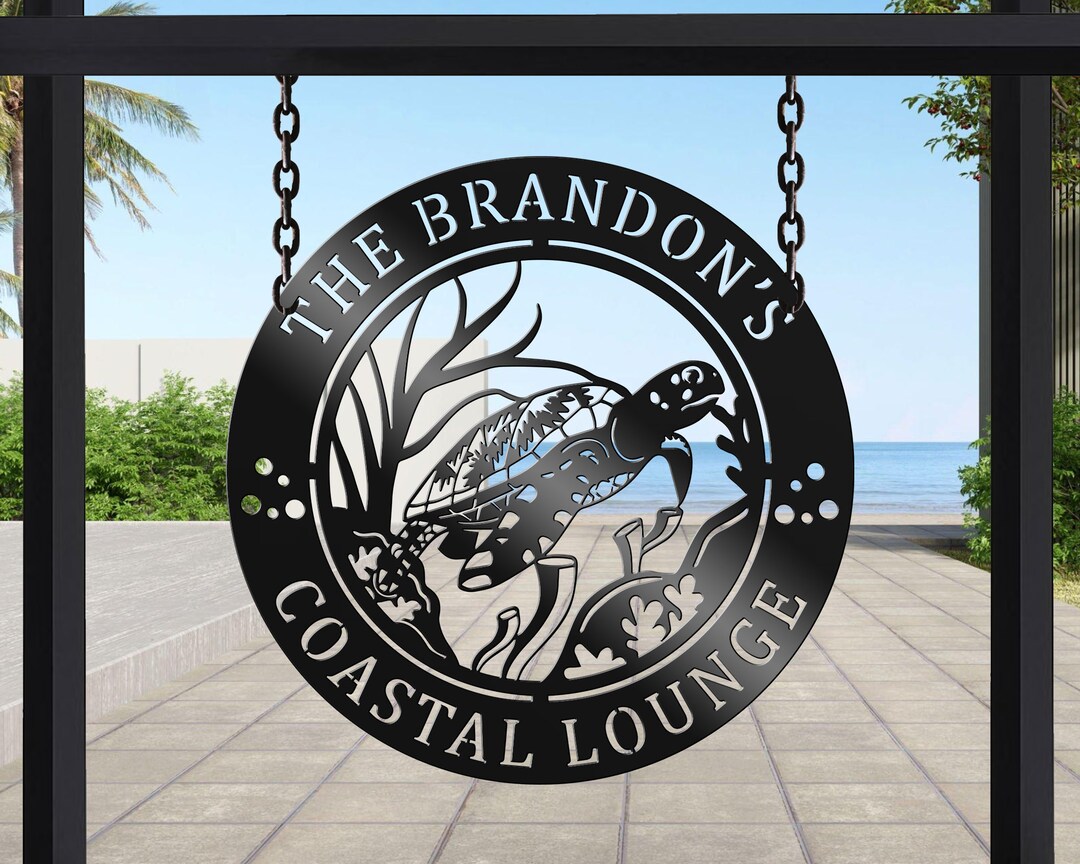 Custom Sea Turtle Metal Sign, Nautical Sea Turtle Wall Art, Beach House ...