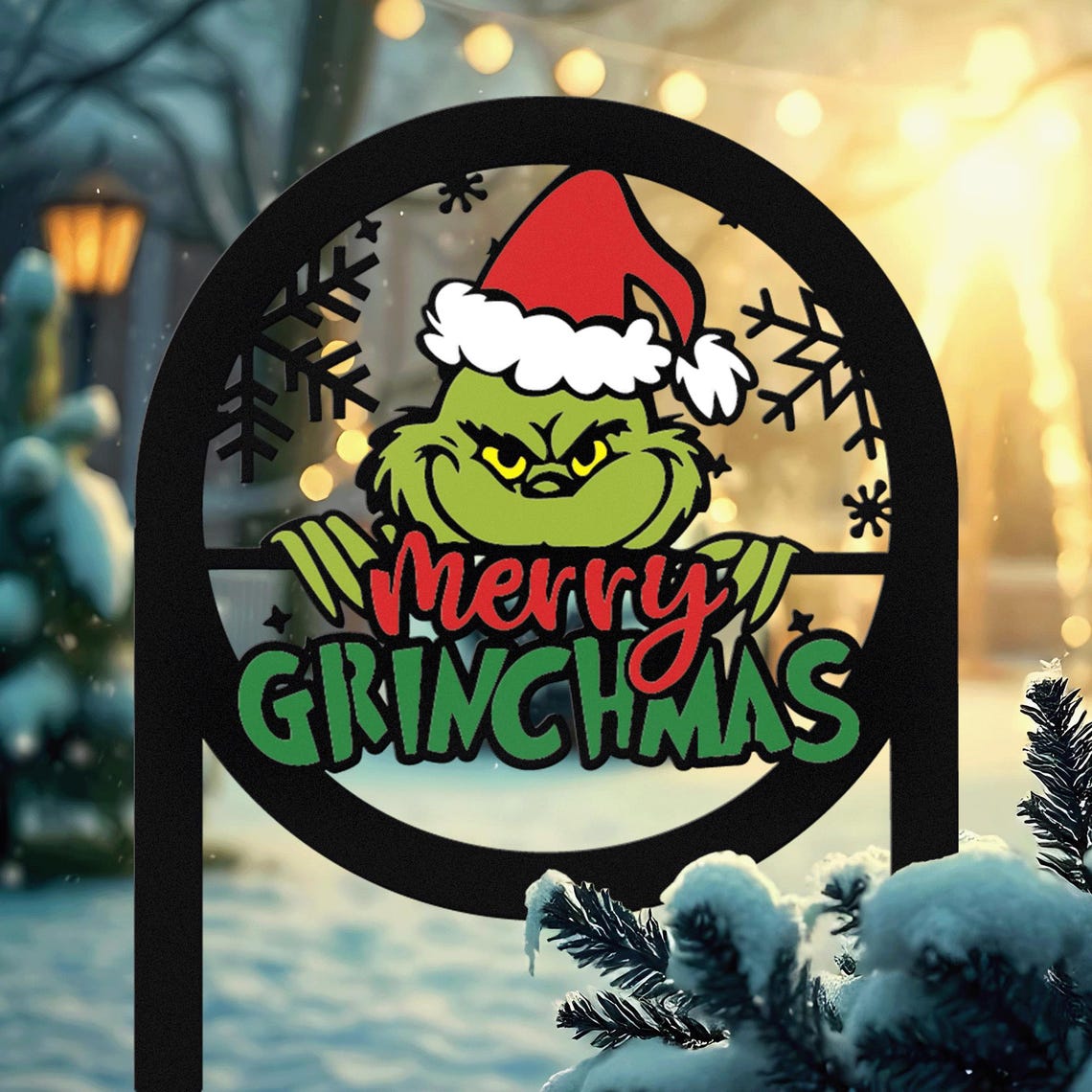 Merry Grinchmas Metal Stake Sign, Dr Seuss Inspired Metal Decor ...