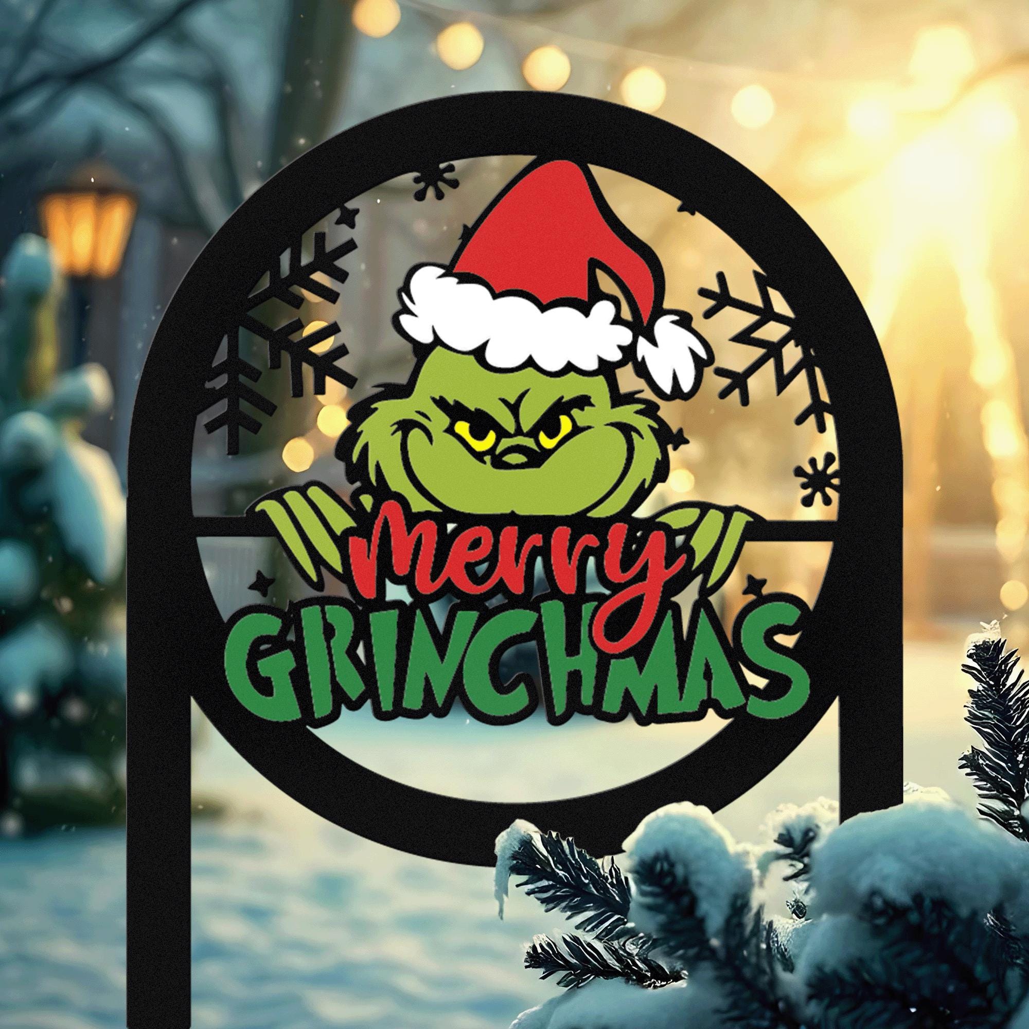 Merry Grinchmas Metal Stake Sign, Dr Seuss Inspired Metal Decor ...