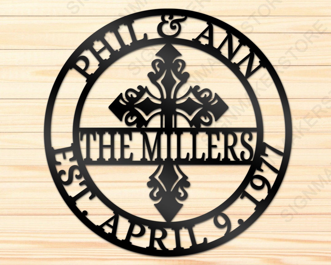 Christ Cross Metal Sign, Personalized Faith Cross Metal Sign, Family ...