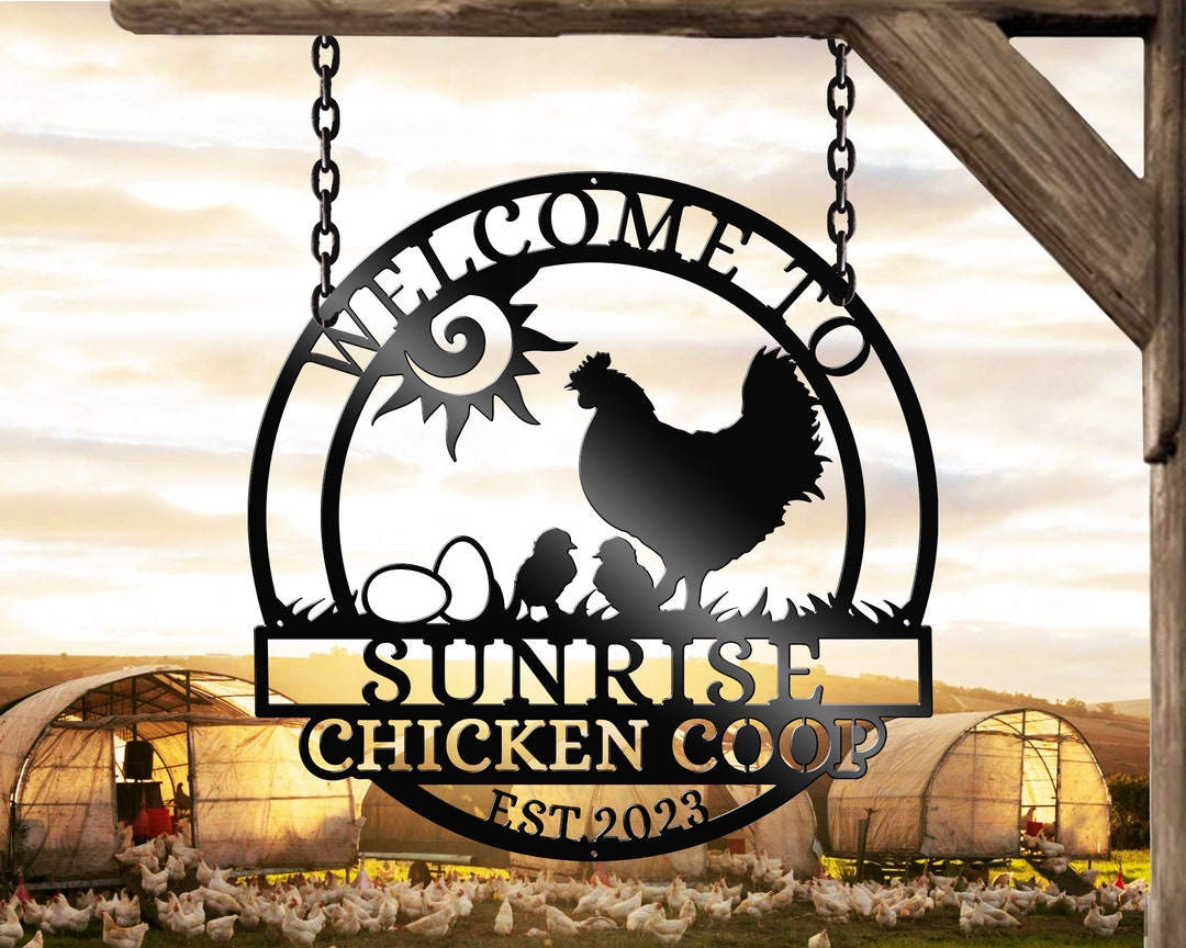 Personalized Chicken Farm Sign, Customized Hen House Coop Sign, Family ...