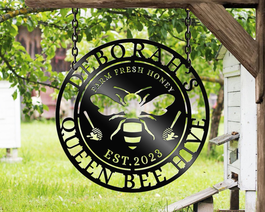 Personalized Honey Bee Sign,custom Metal Bee Decor,bee Hive Garden ...