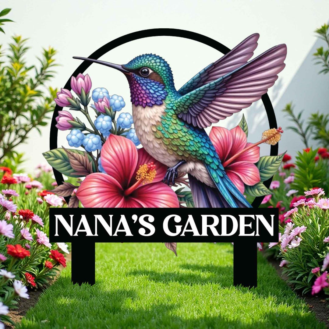 Custom Hummingbird Metal Garden Stakes, Bird With Stakes Sign ...