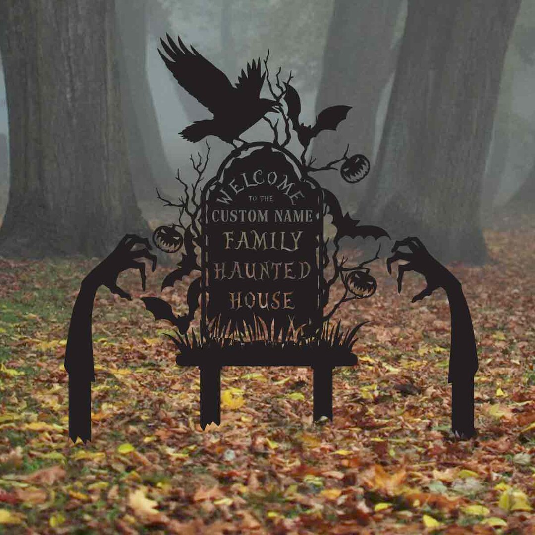 Custom Gravestone Name Sign, Personalized Halloween Metal Sign With ...
