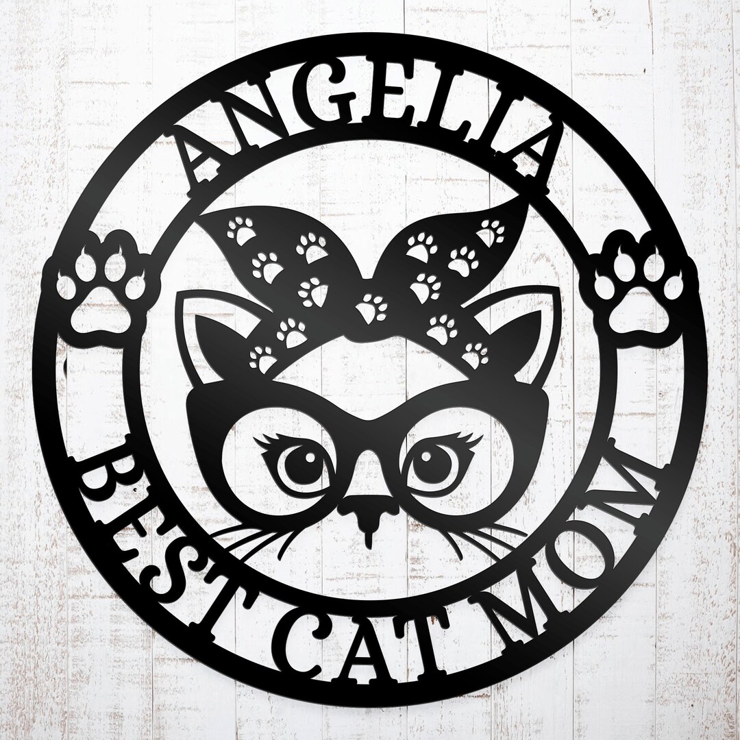 Custom Cat Mom Metal Wall Sign - Cat Metal Wall Signs - Personalized ...