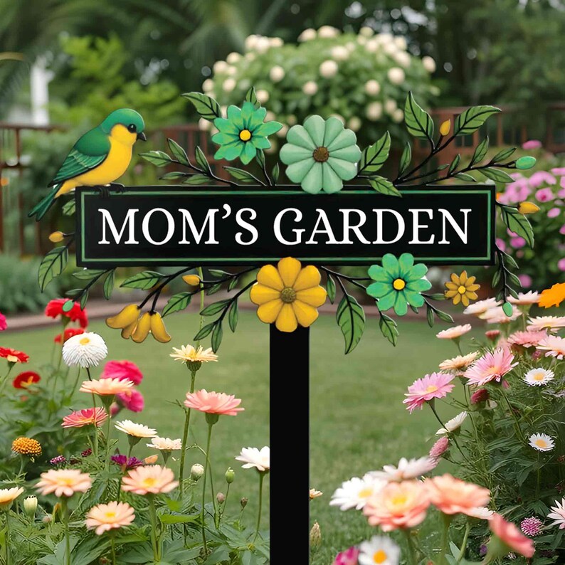 Personalized Garden Metal Sign With Stakes, Garden Name Sign, Custom ...