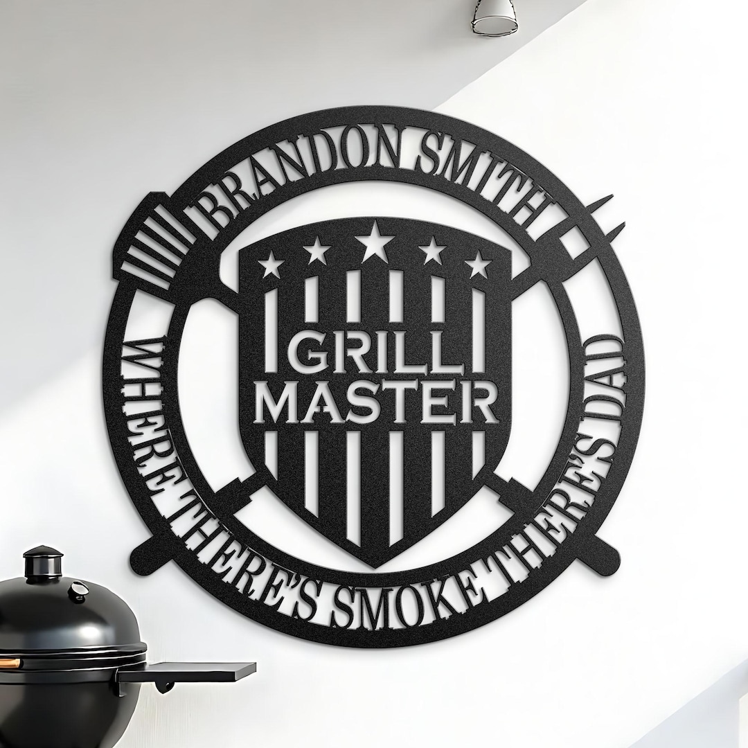 Personalized Metal Barbecue Wall Sign, Custom Grill Master Sign ...
