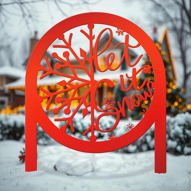 Let It Snow Metal Yard Stake Sign, Outdoor Christian Holiday Decor ...