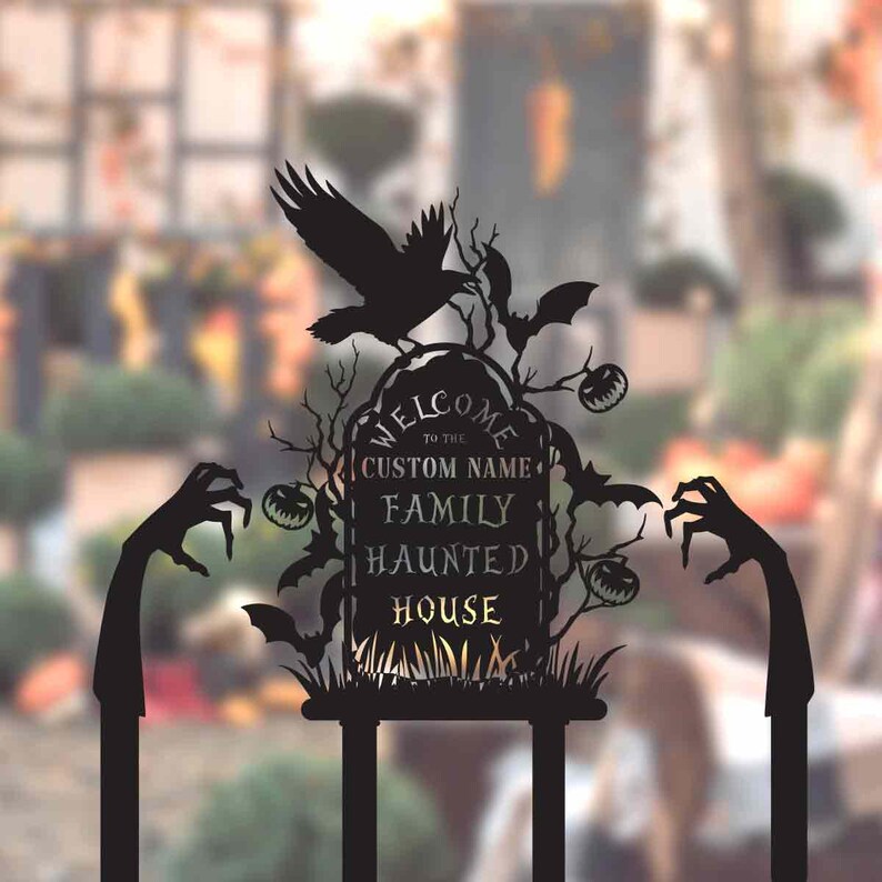 Custom Gravestone Name Sign, Personalized Halloween Metal Sign With ...