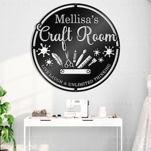 Custom Craft Room Metal Sign, Creative Room Sign, Personalized Craft ...
