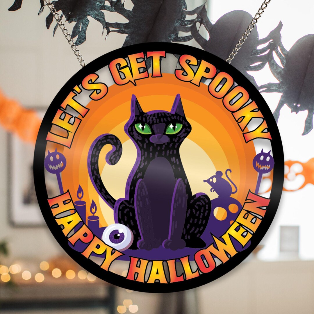 Let’s Get Spooky Halloween Metal Sign - Happy Halloween Entrance ...
