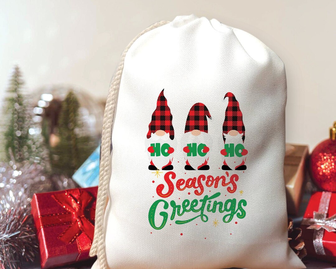 Personalized Christmas Seasons Greetings Party Favor Bags, Custom Santa ...