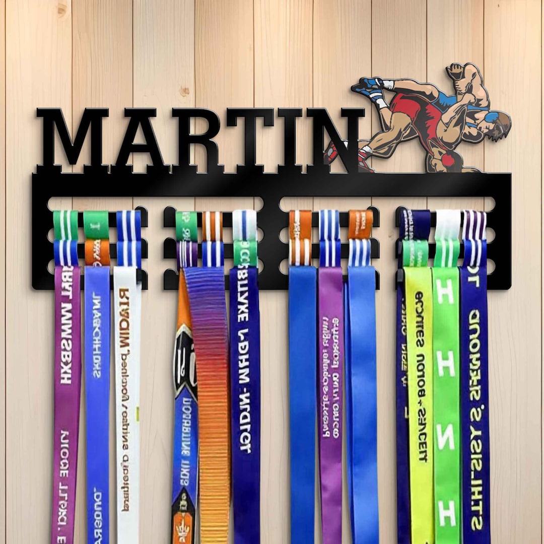 Wrestling Custom Men Women Name Medal Hanger - Medal Holder Custom Text ...