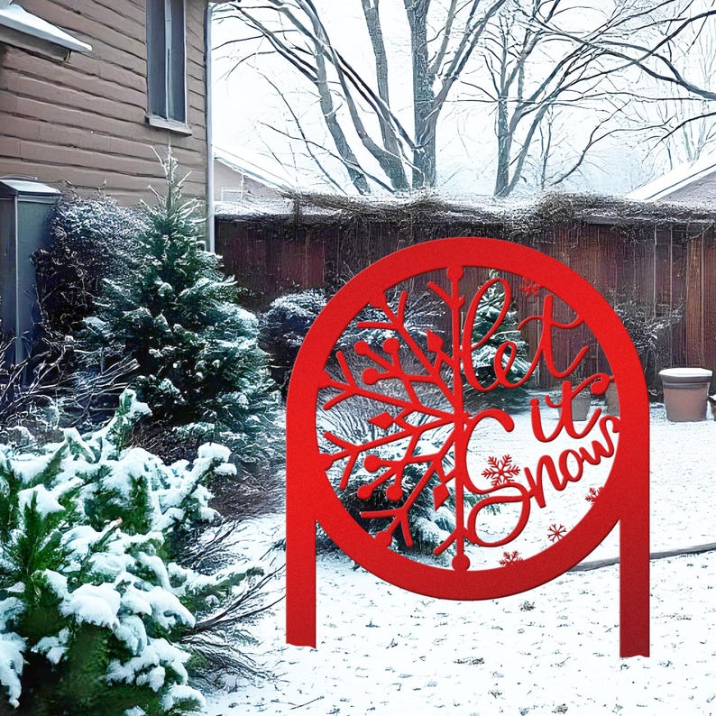 Let It Snow Metal Yard Stake Sign, Outdoor Christian Holiday Decor ...