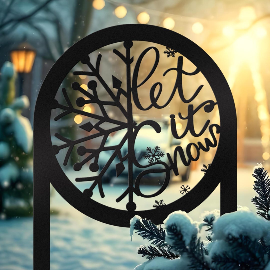 Let It Snow Metal Yard Stake Sign, Outdoor Christian Holiday Decor ...