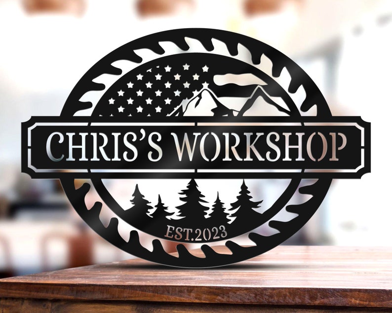 Custom American Flag Workshop Sign Metal Shop Sign Garage - Etsy