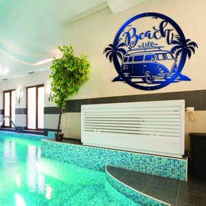 Personalized Beach Life Sign, Custom Poolside Oasis Metal Sign, Custom ...