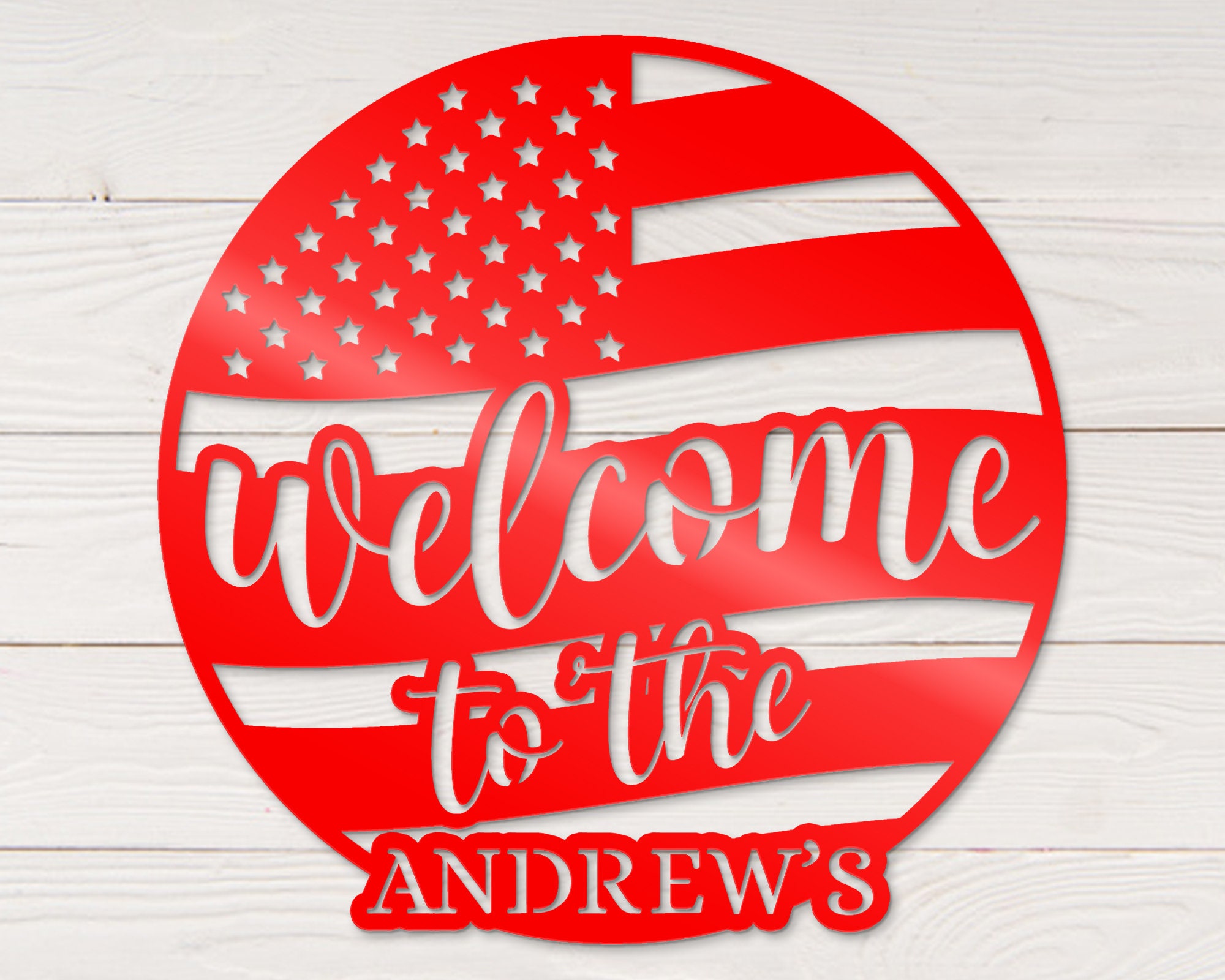 Custom Patriatic American Flag Welcome Sign, Custom Metal Sign, Metal ...