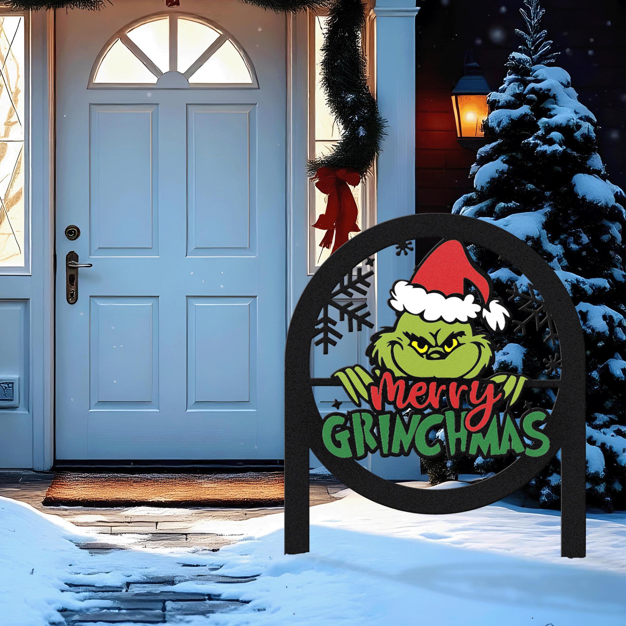 Merry Grinchmas Metal Stake Sign, Dr Seuss Inspired Metal Decor ...