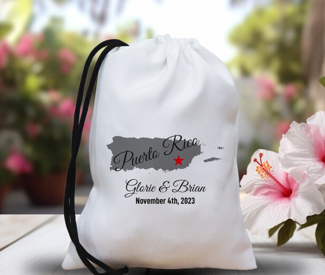 Custom Puerto Rico Favor Bag - Personalised Wedding Bag - Destination ...