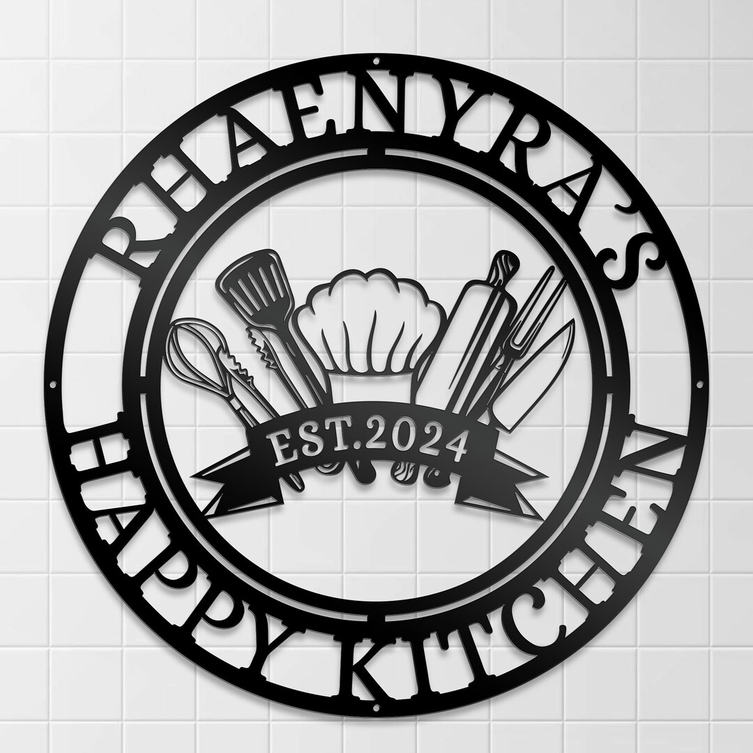 Personalized Kitchen Metal Sign - Custom Last Name Sign - Mom’s Gifts ...