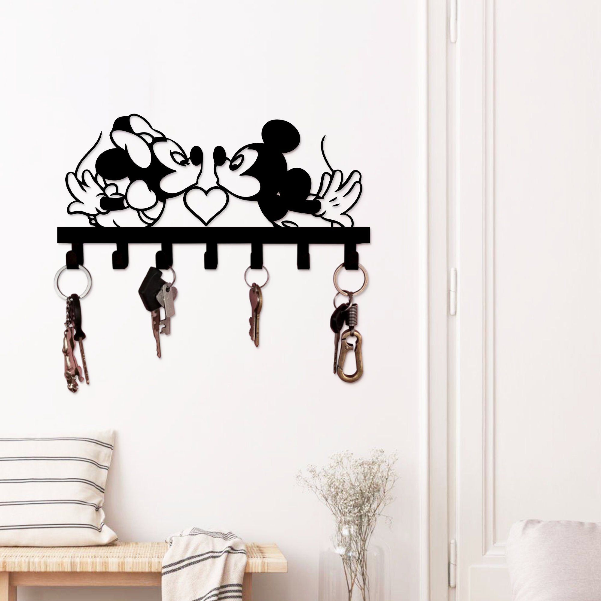 Mickey and Minnie Kissing Entryway Keyholder Hook - Mickey Key Holders ...