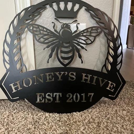 Custom Honey Bee Sign,personalized Metal Bee Decor,bee Hive Garden ...
