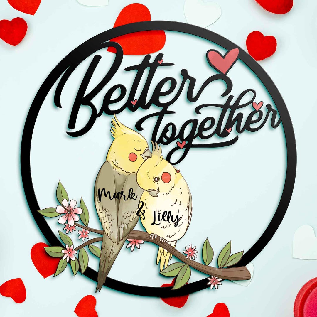 Custom Couple Name Sign, Family Name Wall Art Sign, Birds Wall Decor ...