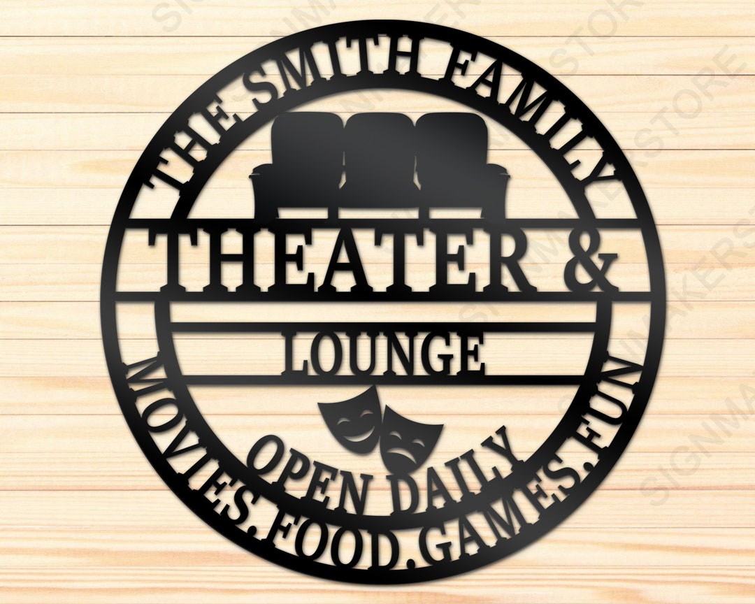 Personalized Home Theater Metal Sign-theater Name Sign-theater Metal ...