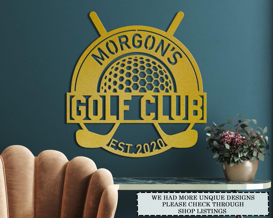 Personalized Welcome Golf Club Sign, 19th Hole Sign, Custom Golf Decor ...