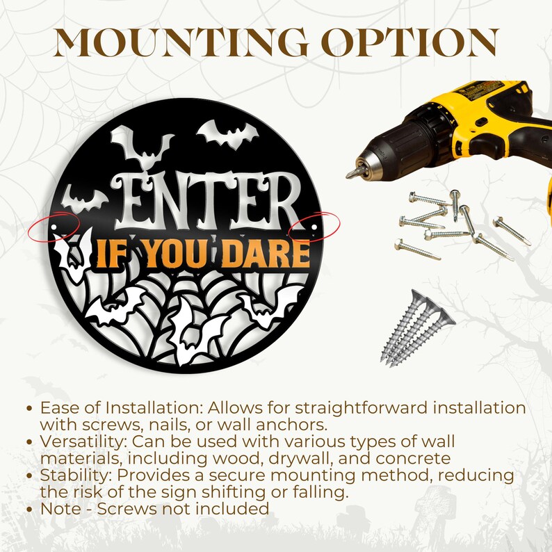 Enter If You Dare Halloween Metal Sign - Halloween Front Door Hanger ...