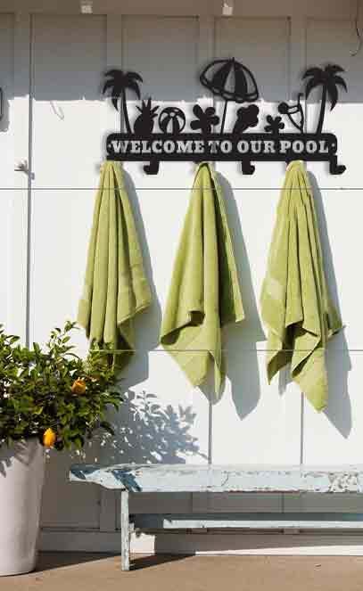 Personalized Palm Tree Towel Rack Hanger With Hooks, Powder Coated With ...