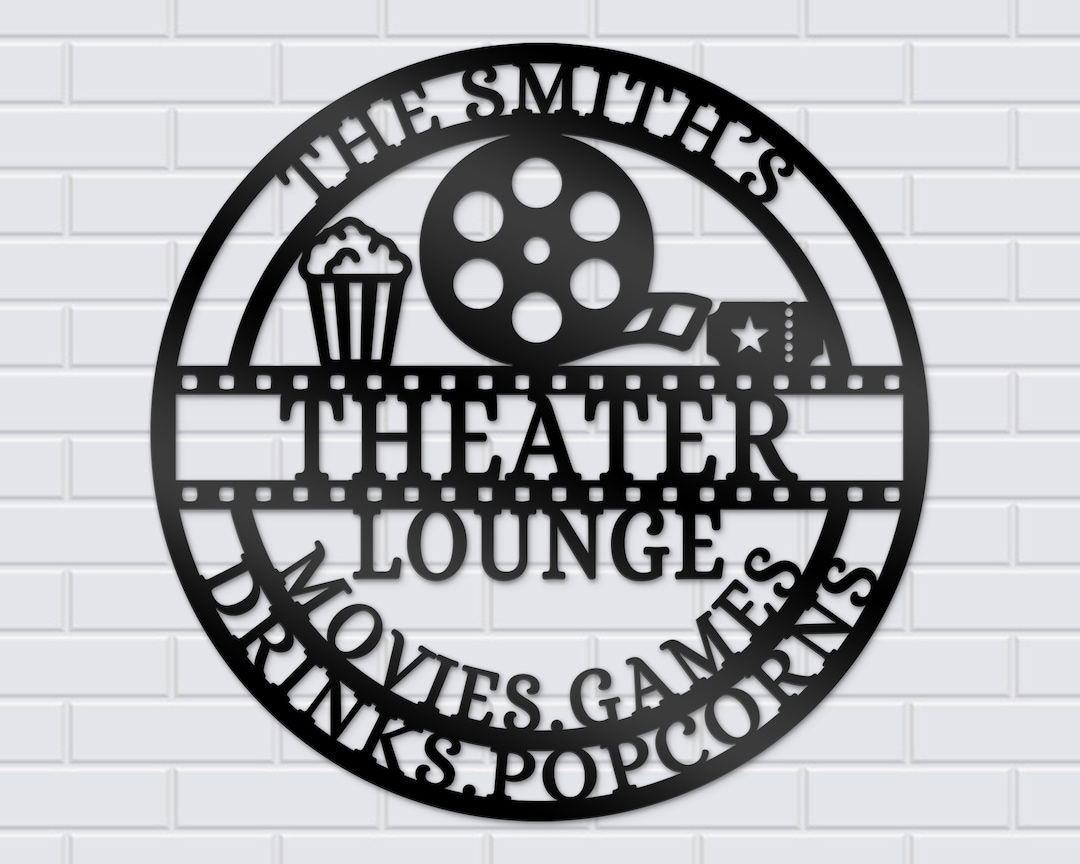 Personalized Home Theater Metal Sign, Custom Theater Name Sign ...
