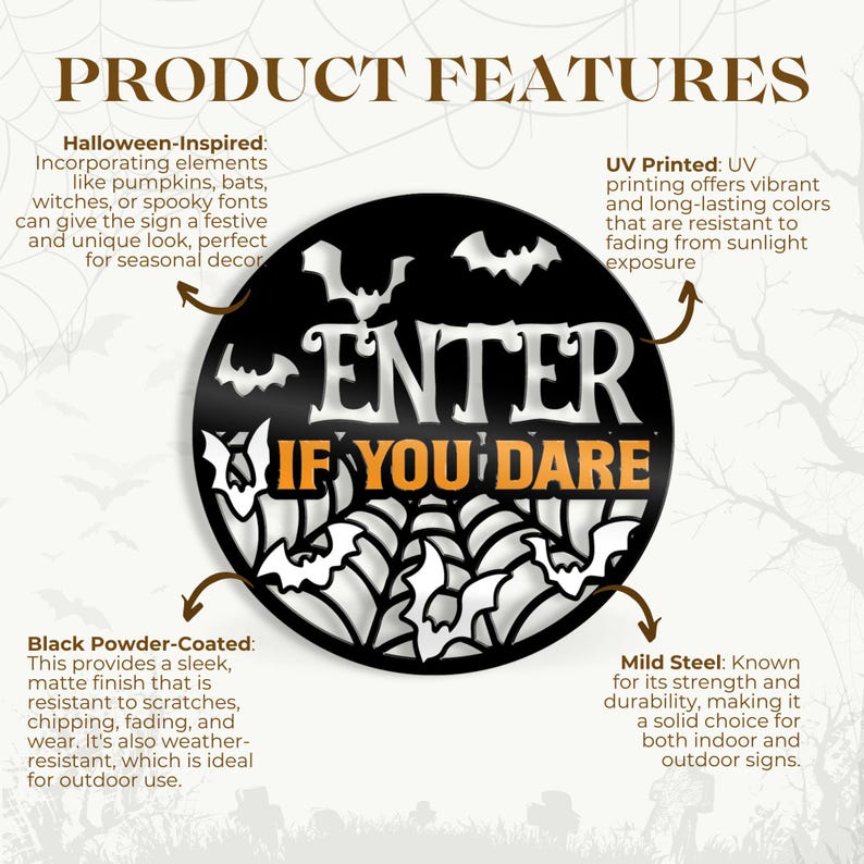 Enter If You Dare Halloween Metal Sign - Halloween Front Door Hanger ...