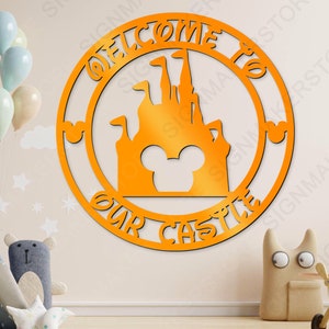 Personalized Disney Castle Metal Sign, Welcome to Our Castle Sign ...