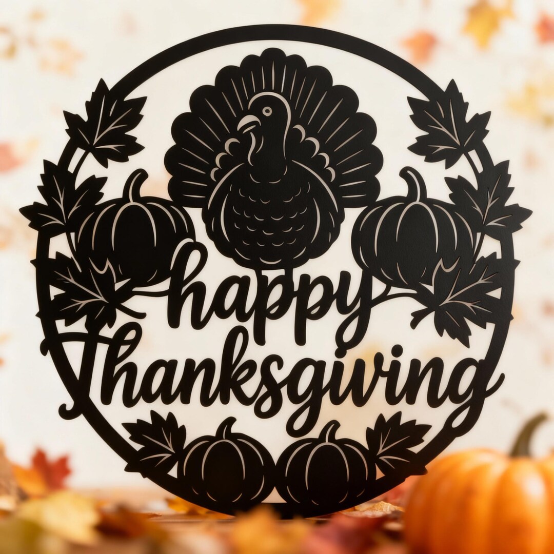 Happy Thanksgiving Metal Sign - Thanksgiving Home Sign - Metal Wreath ...