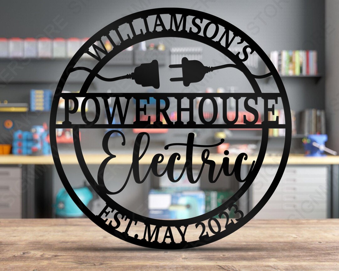 Custom Electrical Worker Name Sign-power House Metal Sign-busines Front ...