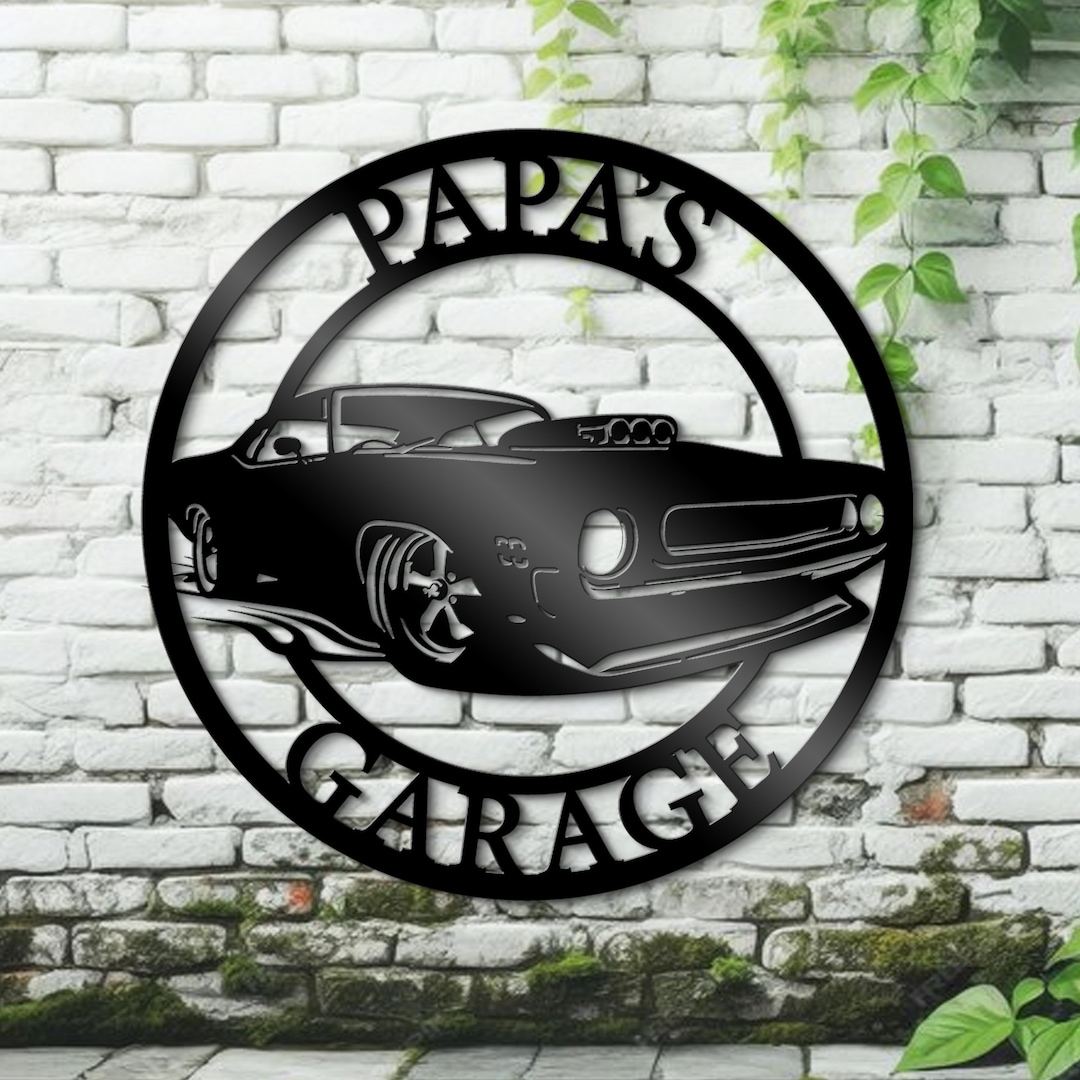 Customized Dad Papa Garage Metal Decor - Muscle Car Theme Garage ...