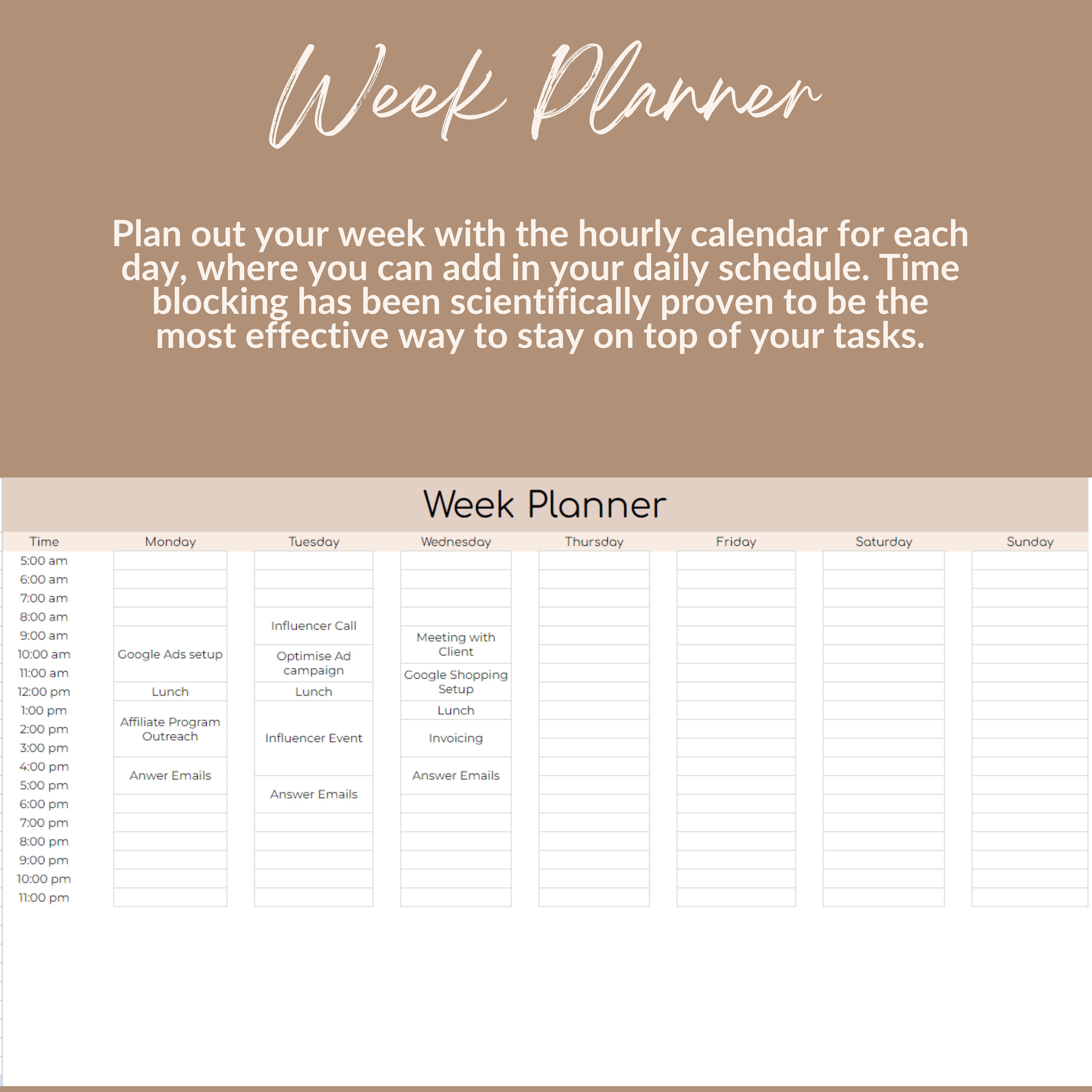 Time Tracker Google Sheets | Daily & Weekly Time Log, Productivity ...