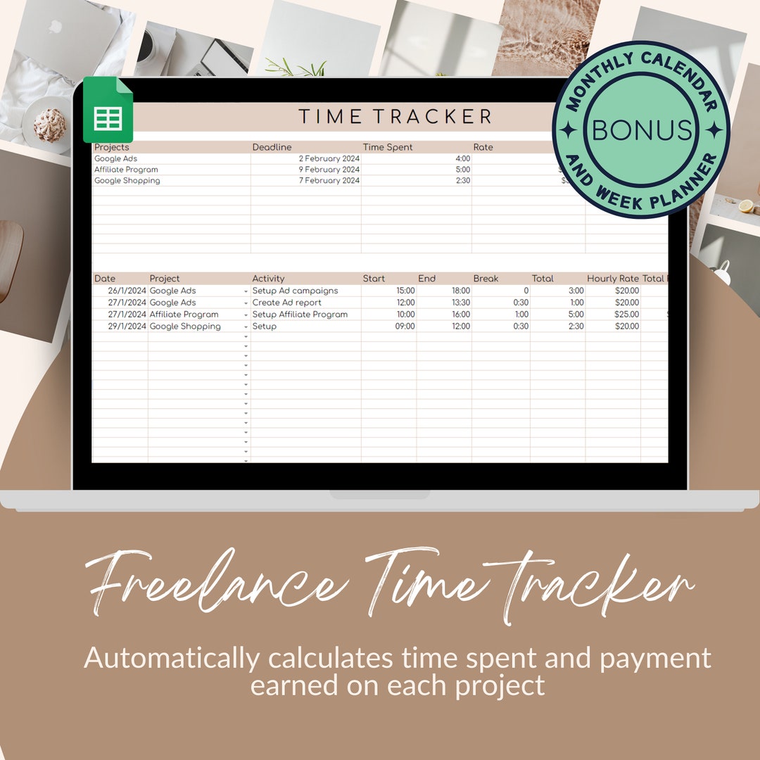 Time Tracker Google Sheets | Daily & Weekly Time Log, Productivity ...