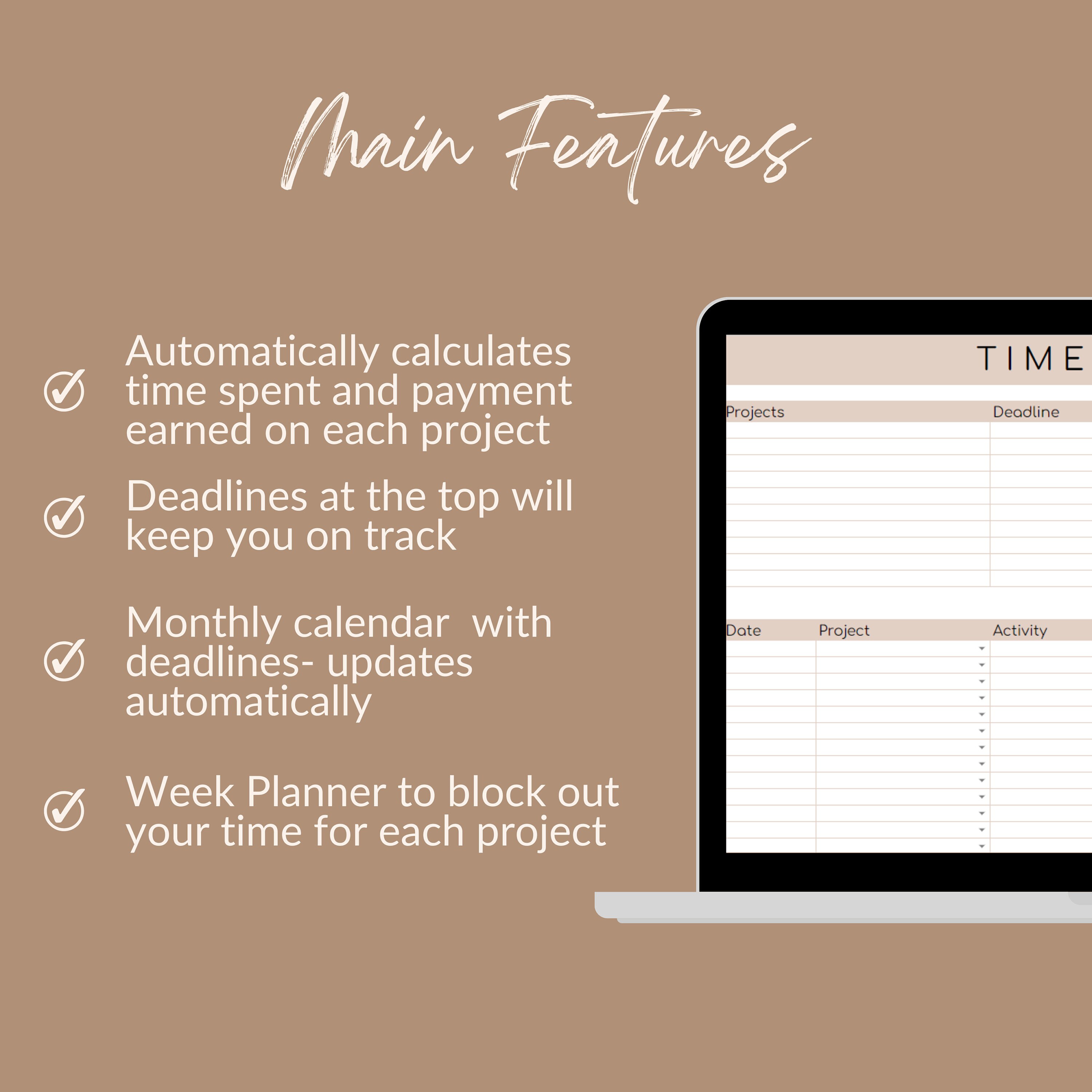 Time Tracker Google Sheets | Daily & Weekly Time Log, Productivity ...