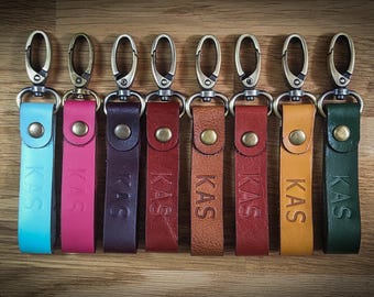 Personalized Leather Keychain Snap Closure With Keyring and Swivel Clip ...