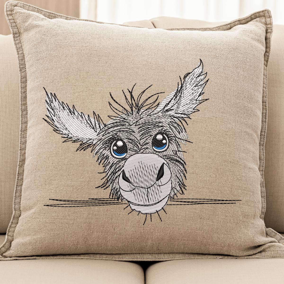 Funny Donkey Embroidery Design, Cute Smile Farm Animal Embroidery ...
