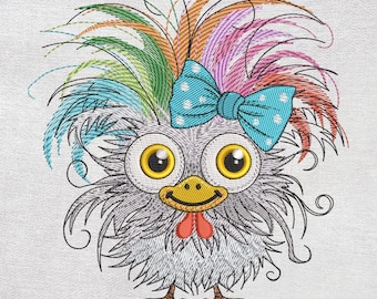 Crazy Chicken Embroidery Design, Machine Embroidery File, Instant ...