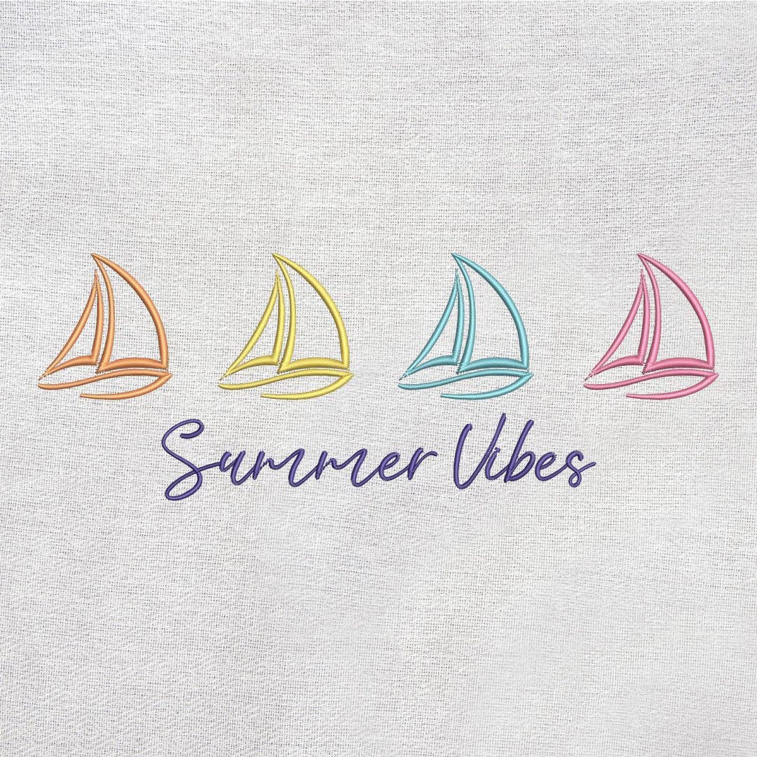 Summer Boats Embroidery Design: Colorful Nautical Vibes (instant ...
