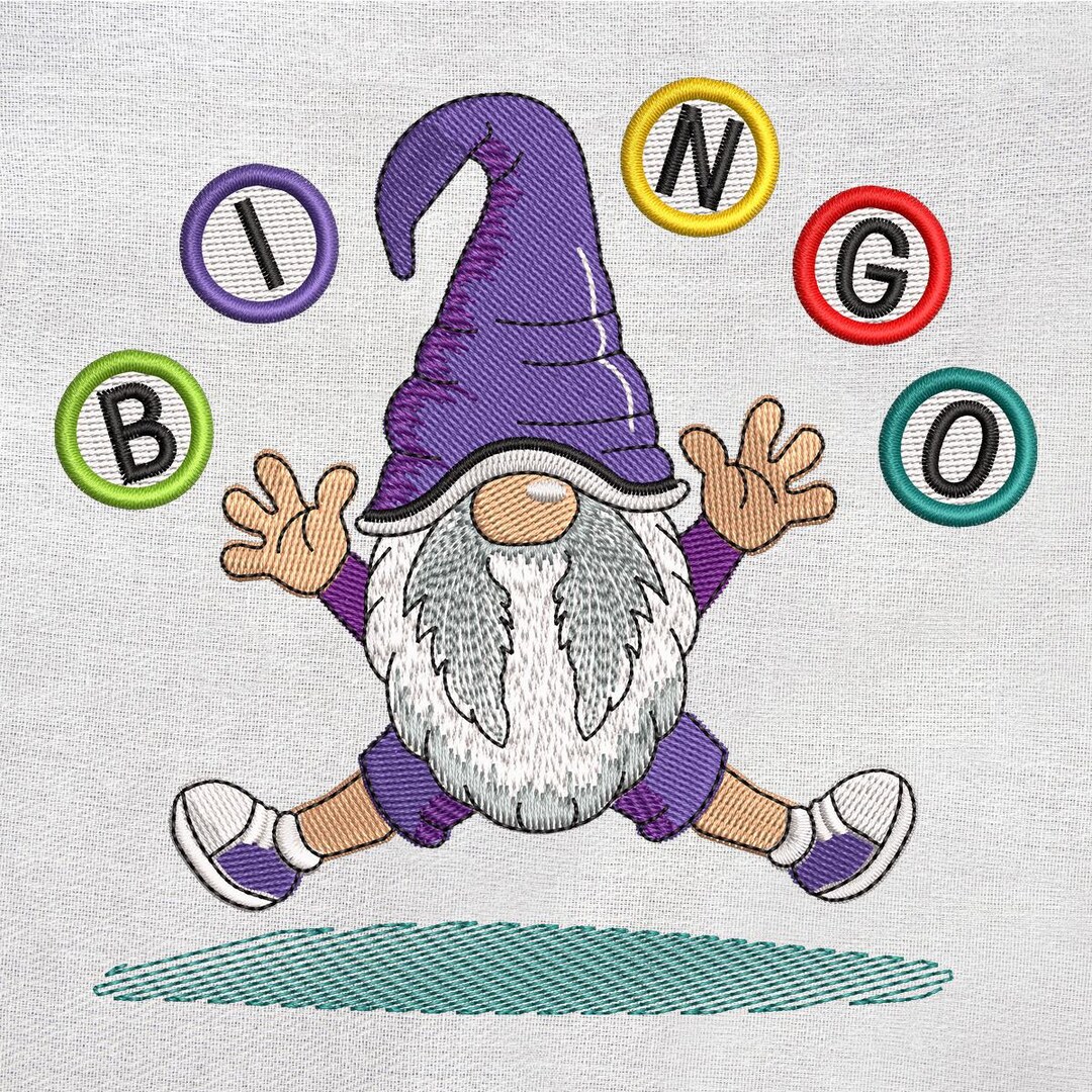 Bingo Gnome Embroidery Design, Bingo Player Embroidery Designs - Etsy