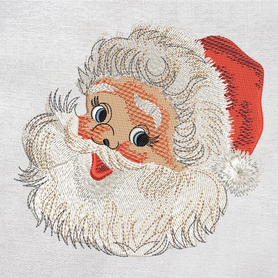 Retro Santa Embroidery Design. Vintage Santa Embroidery, Santa Merry ...