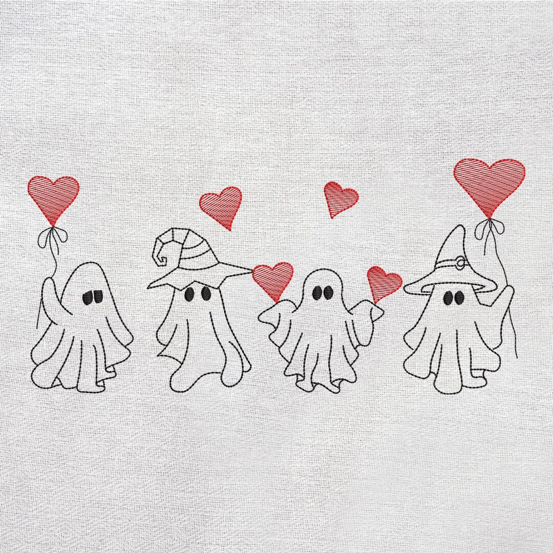 Valentine Ghosts Embroidery Designs. Love Cute Ghost Embroidery Designs ...