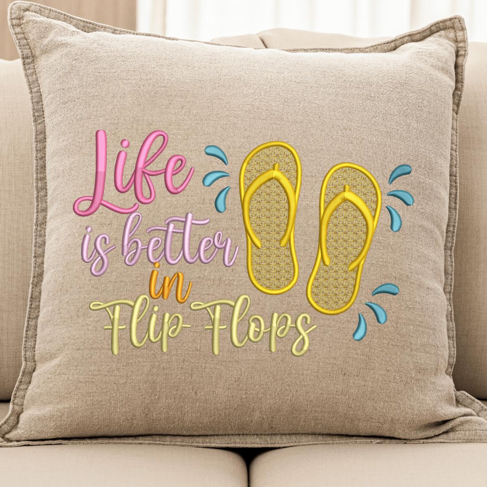 Life is Better in Flip Flops Embroidery Design, Summer Embroidery ...